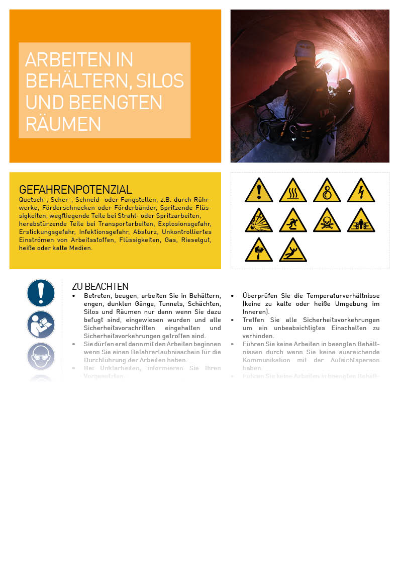 Arbeiten in Behältern, Silos und in engen Räumen - Unterweisung ...
