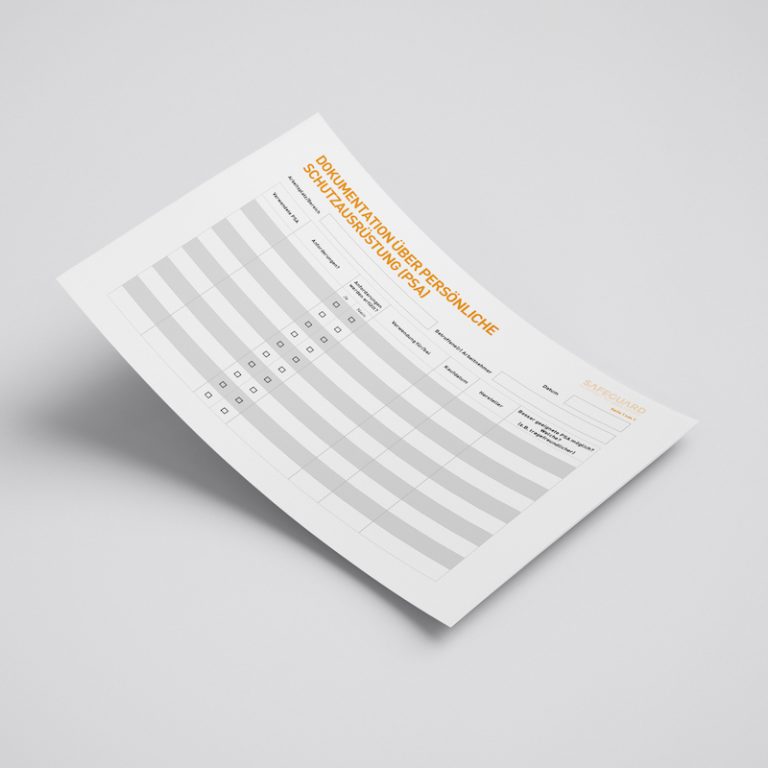 Dokumentation über persönliche Schutzausrüstung (PSA) - Vorlage - SAFEGUARD