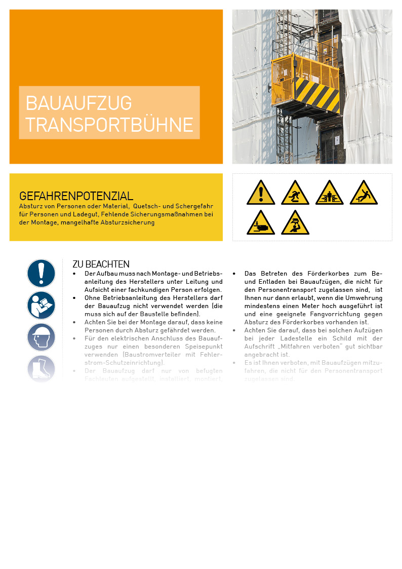 Bauaufzug & Transportbühne - Unterweisung / Arbeitsanweisung - SAFEGUARD